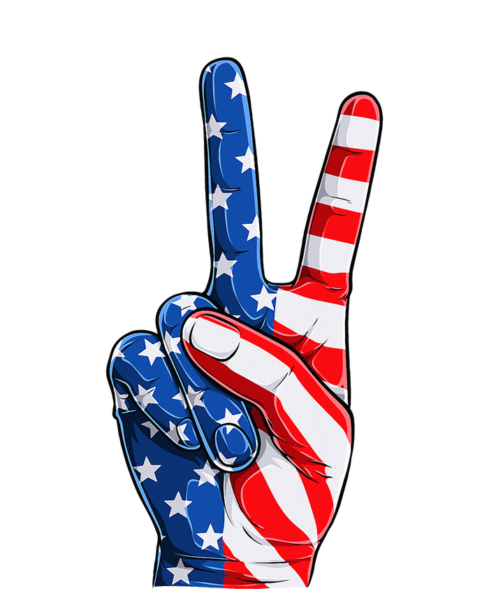 Hand Peace Sign USA American Flag Bumper Sticker | TeeShirtPalace